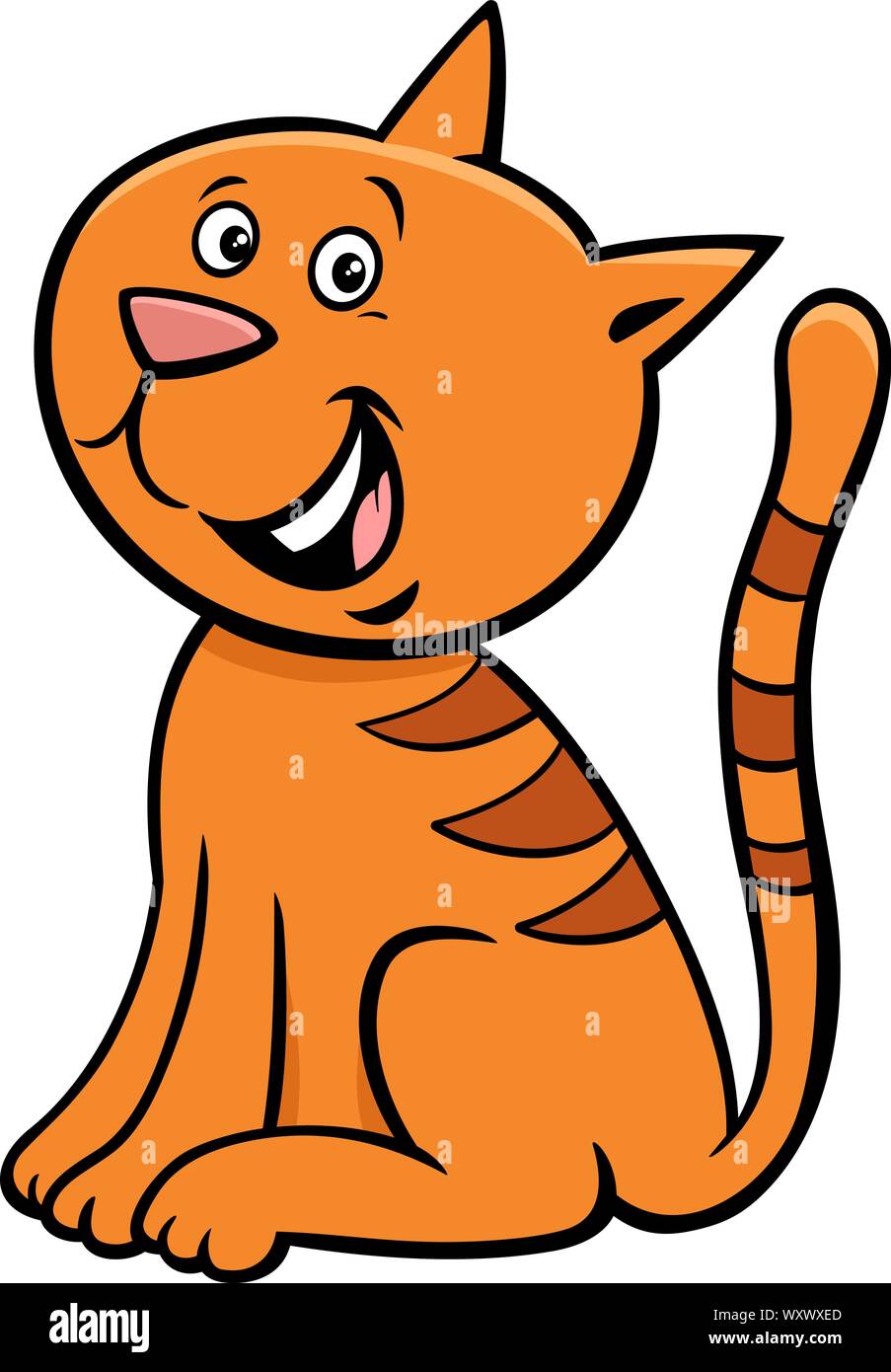 Cartoon Illustration of Cute Happy Kitten or Cat Animal Character Stock ...