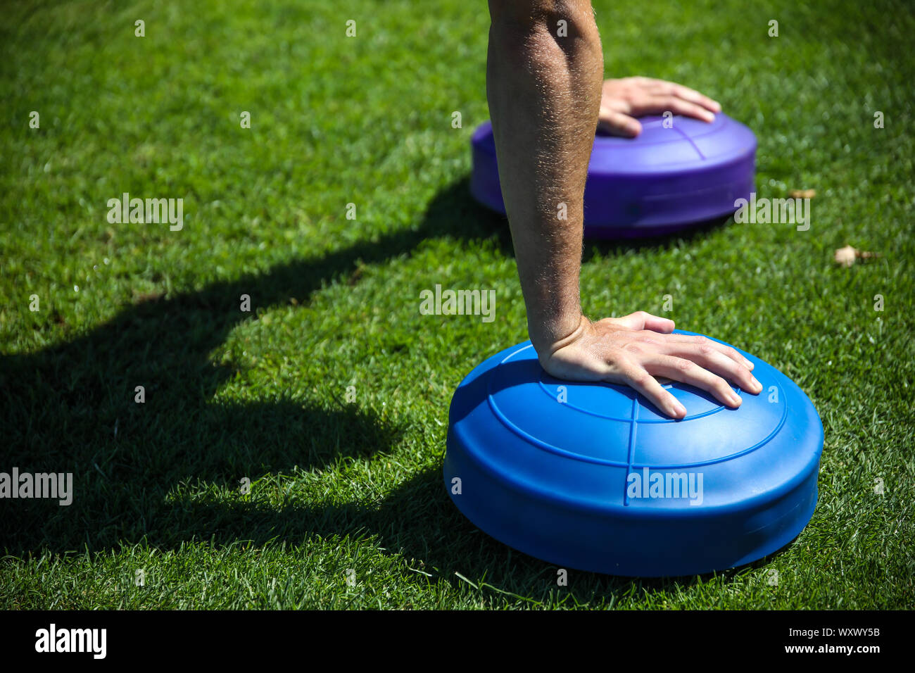 Woman exercise ball push ups hi-res stock photography and images - Alamy