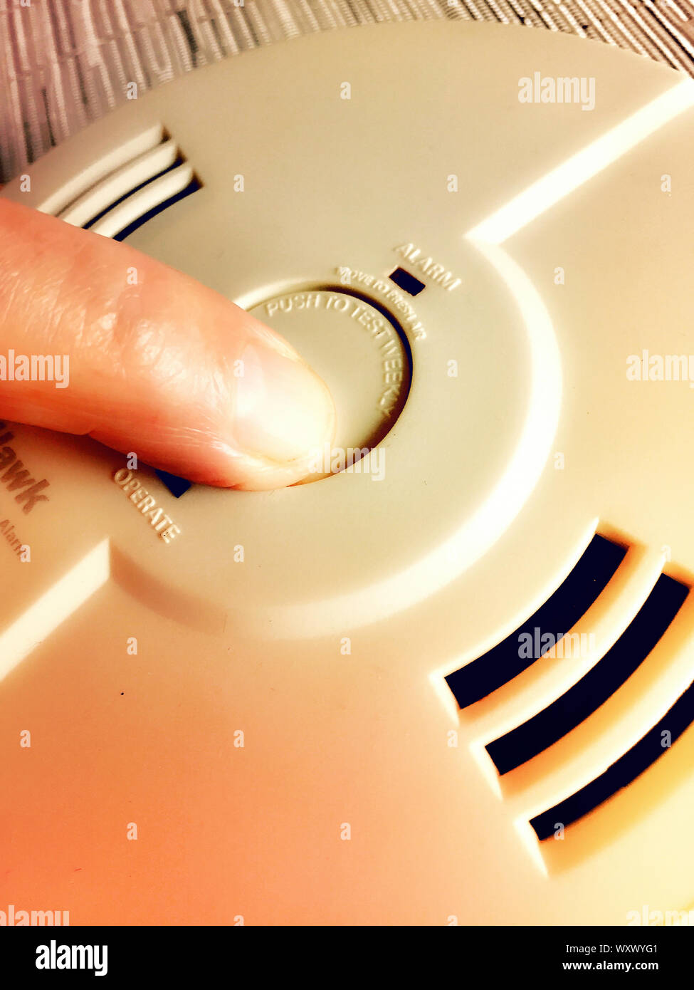 Smoke detector testing hi-res stock photography and images - Alamy