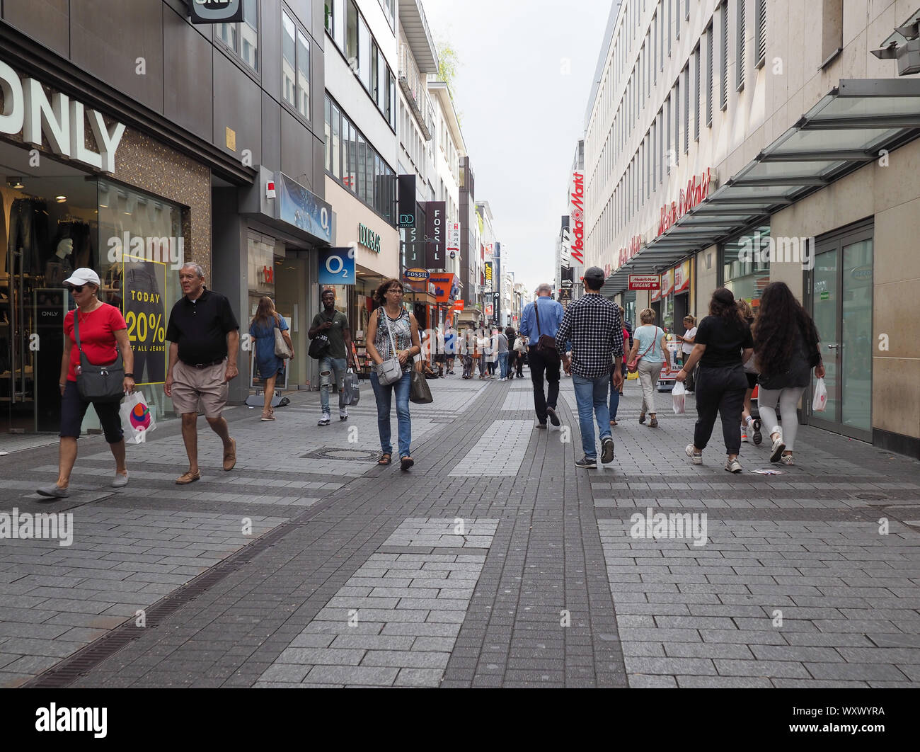 KOELN, GERMANY - CIRCA AUGUST 2019: People in Hohe Strasse (meaning ...