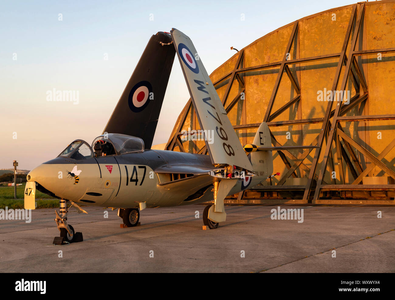Royal Navy, Sea Hawk WV798 at a nightshoot at Cornwall Aviation ...