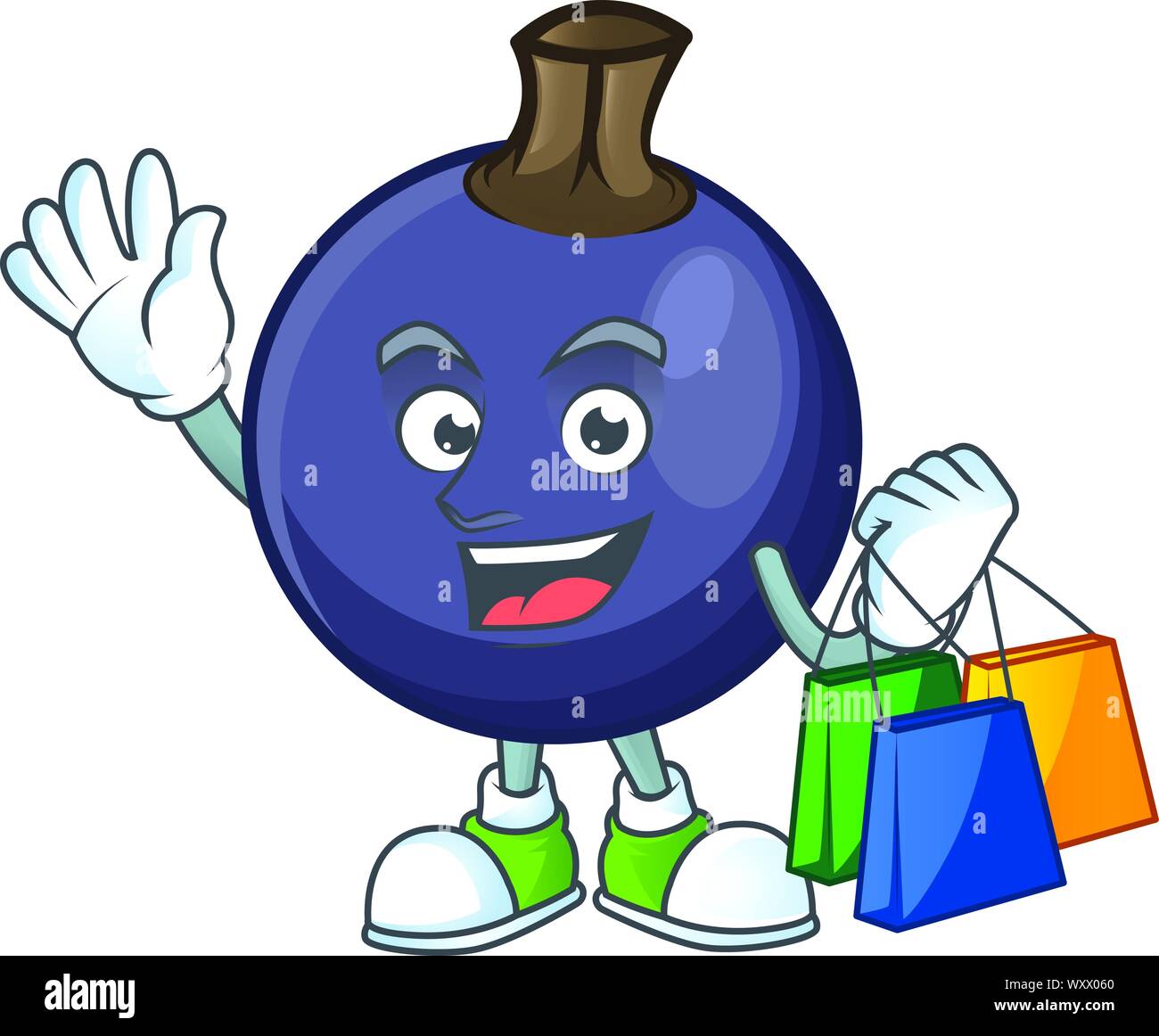 Shopping blackcurrant fruit of cartoon character shape Stock Vector ...