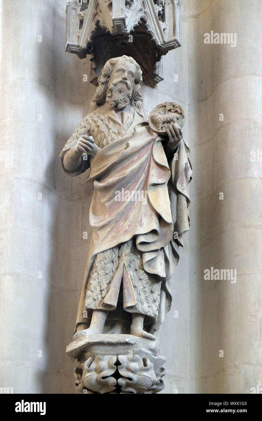 Saint John the Baptist, statue in St James Church in Rothenburg ob der ...