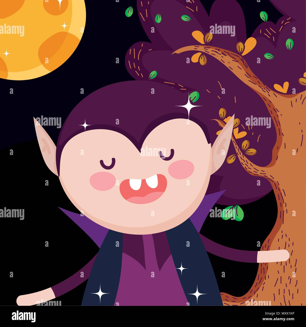 count dracula cartoon tree halloween vector illustration Stock Vector ...