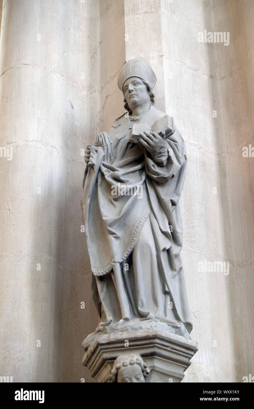 Statue of Saint in St James Church in Rothenburg ob der Tauber, Germany ...