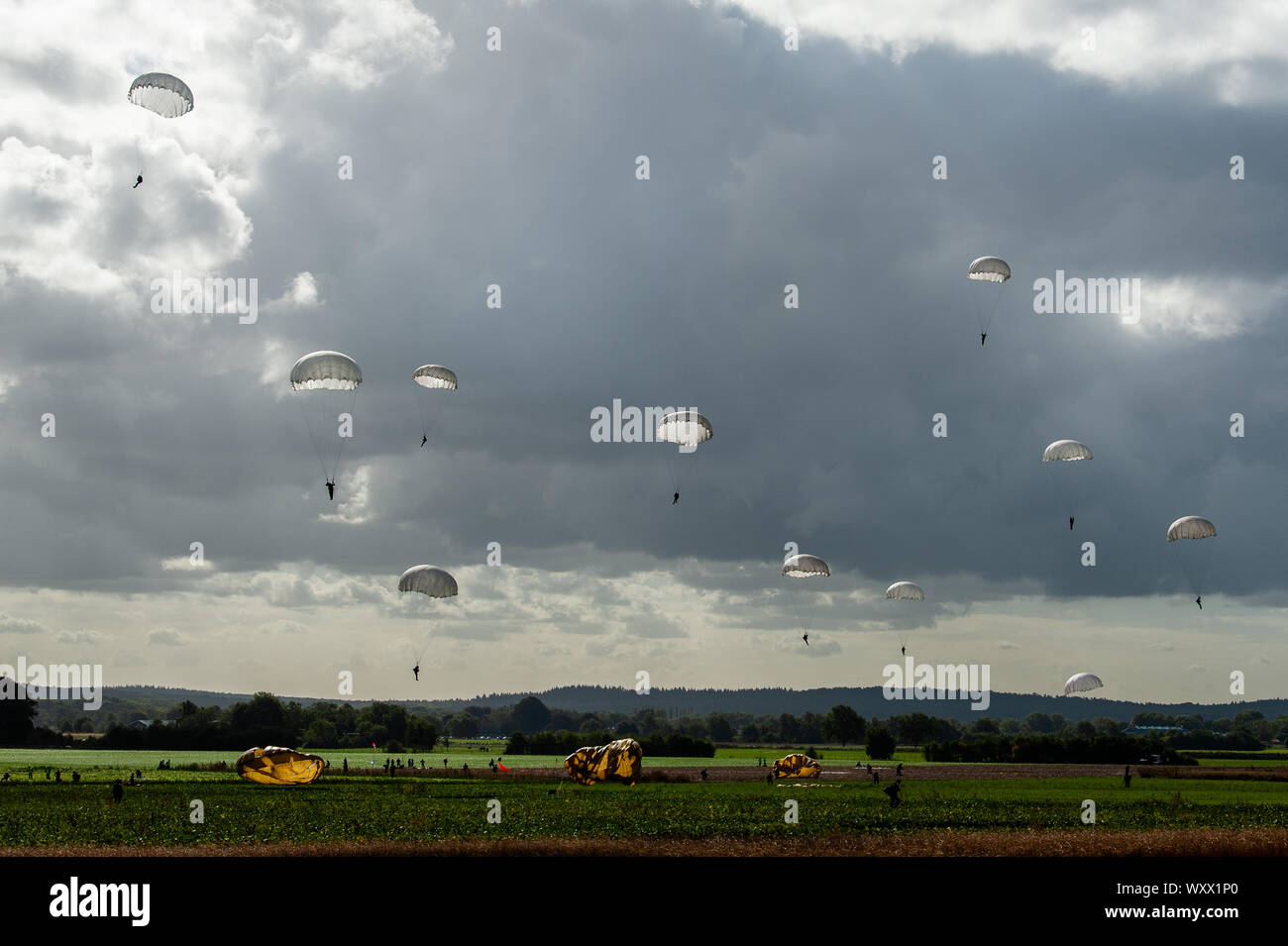 A view of the paratroopers in the sky.In September it's exactly 75 ...