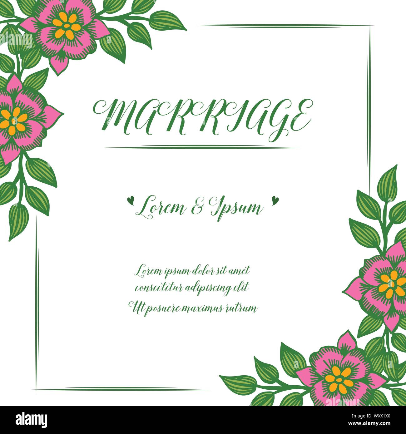 Backgroun marriage with wallpaper of colorful floral frame. Vector ...