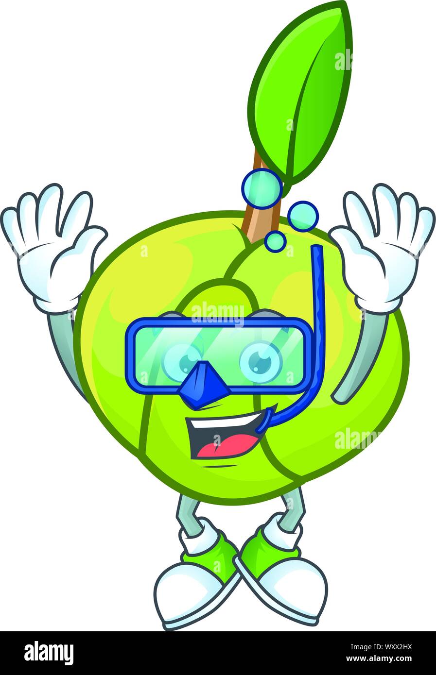 Diving sweet elephant apple cartoon with mascot Stock Vector Image ...