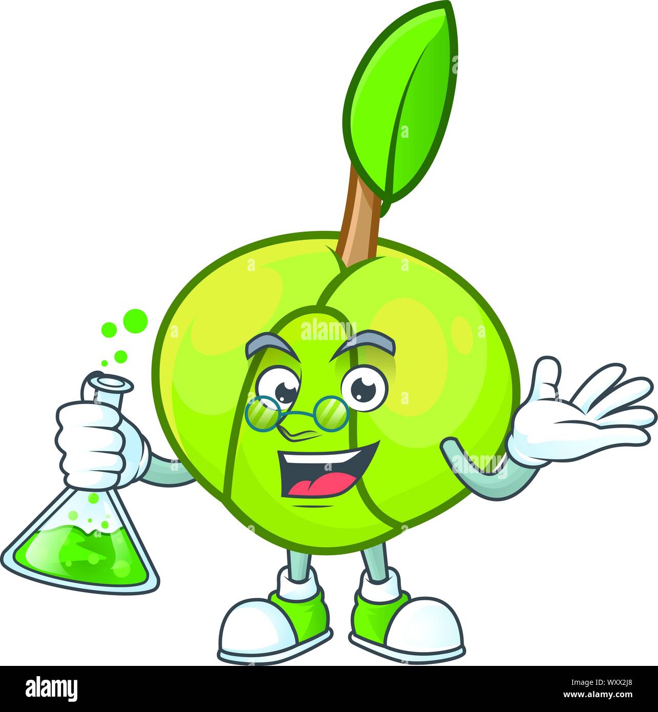 Professor sweet elephant apple cartoon with mascot Stock Vector Image ...