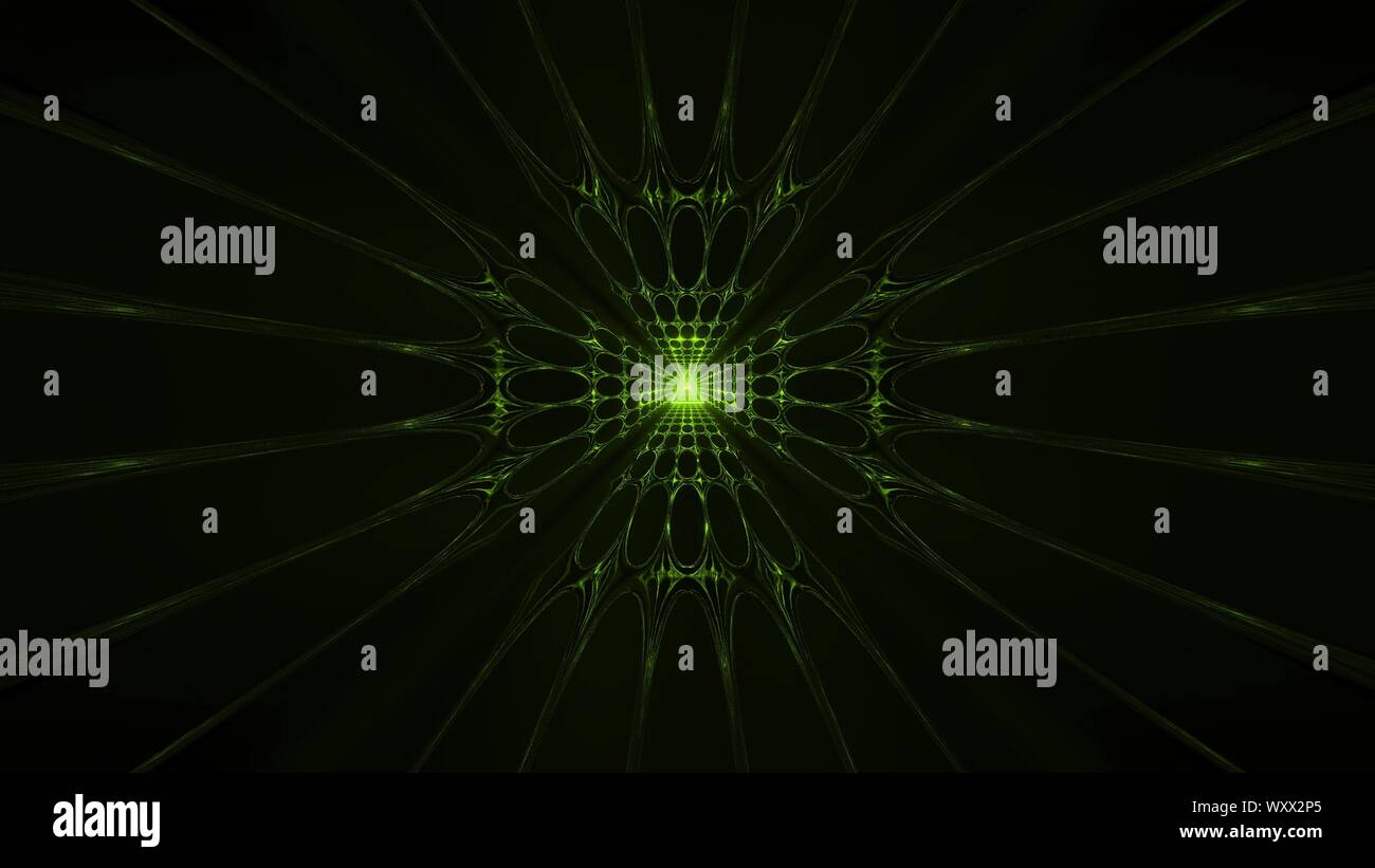 green glowing fantasy triangle wireframe design with reflective ...