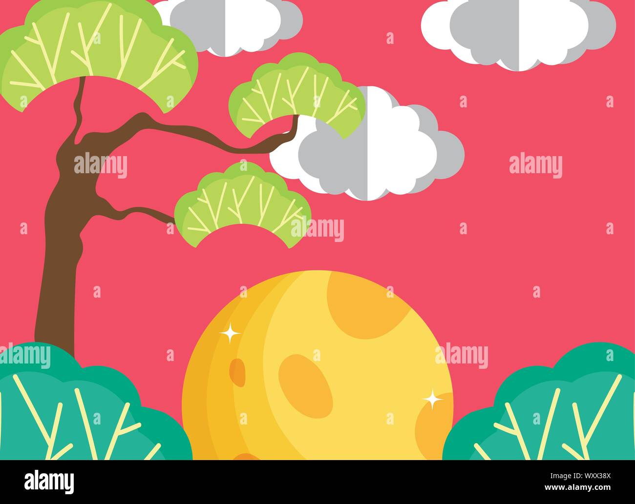 Moon and park design, Night bedtime sky space moonlight nature and ...