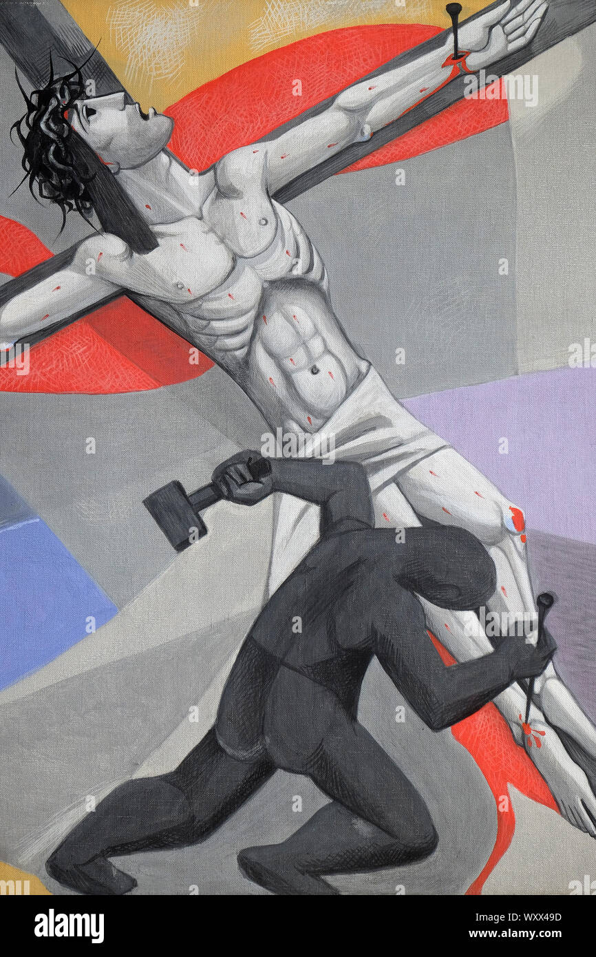 11th Stations of the Cross, Crucifixion: Jesus is nailed to the cross, Church of the Holy ...