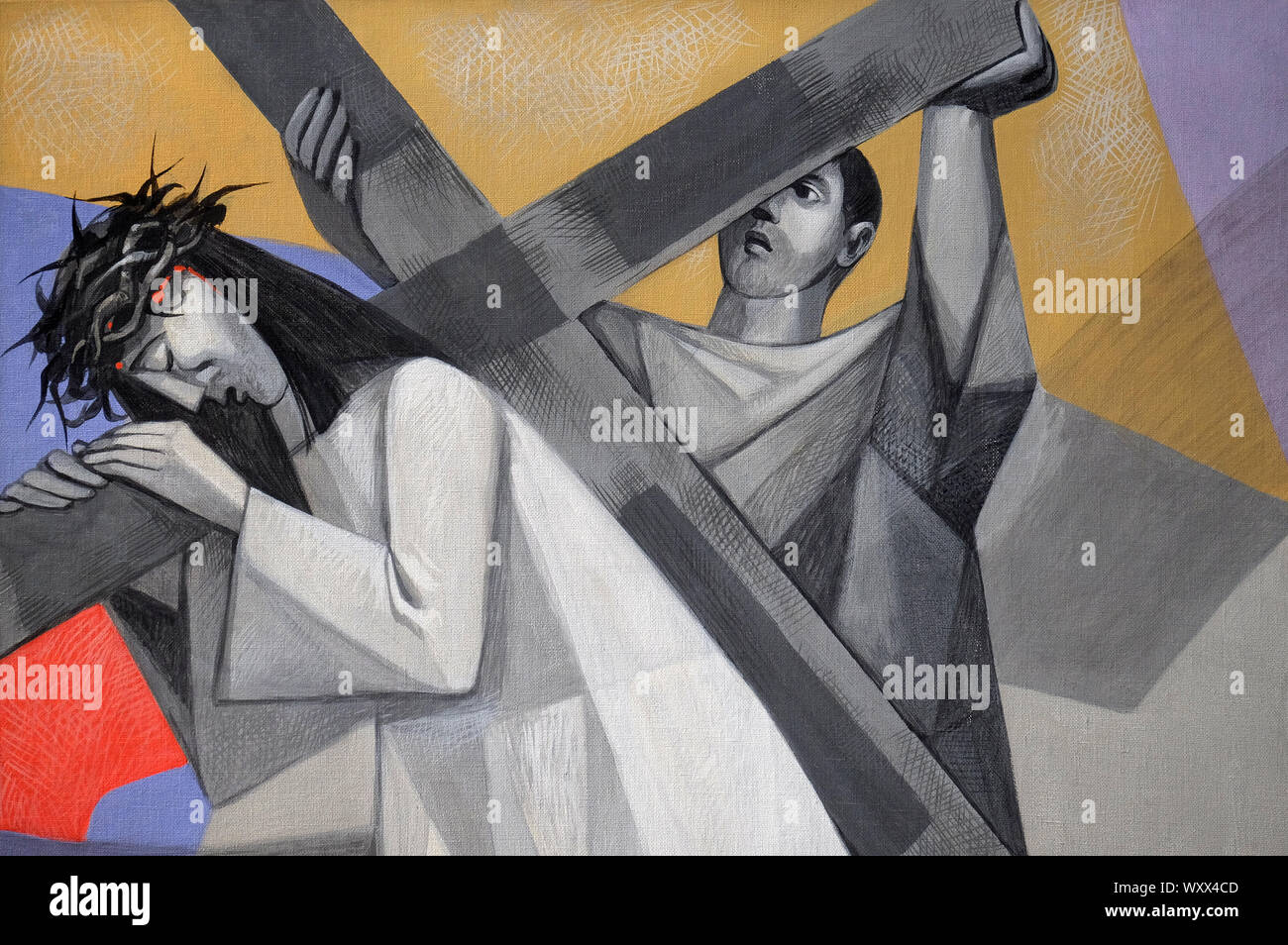 5th Stations of the Cross, Simon of Cyrene carries the cross, Church of the Holy Trinity in ...