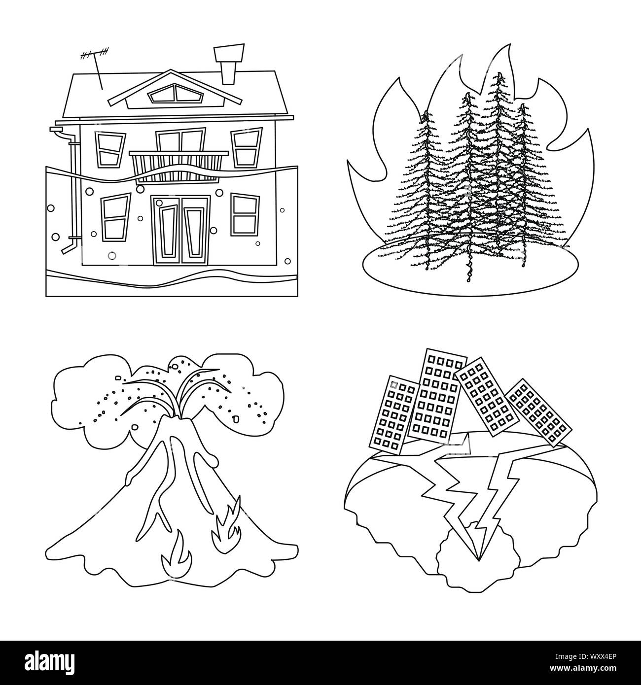 Vector design of cataclysm and disaster symbol. Collection of cataclysm ...