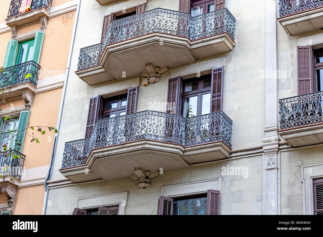 Interesting balconies from Barcelona in Spain Stock Photo - Alamy