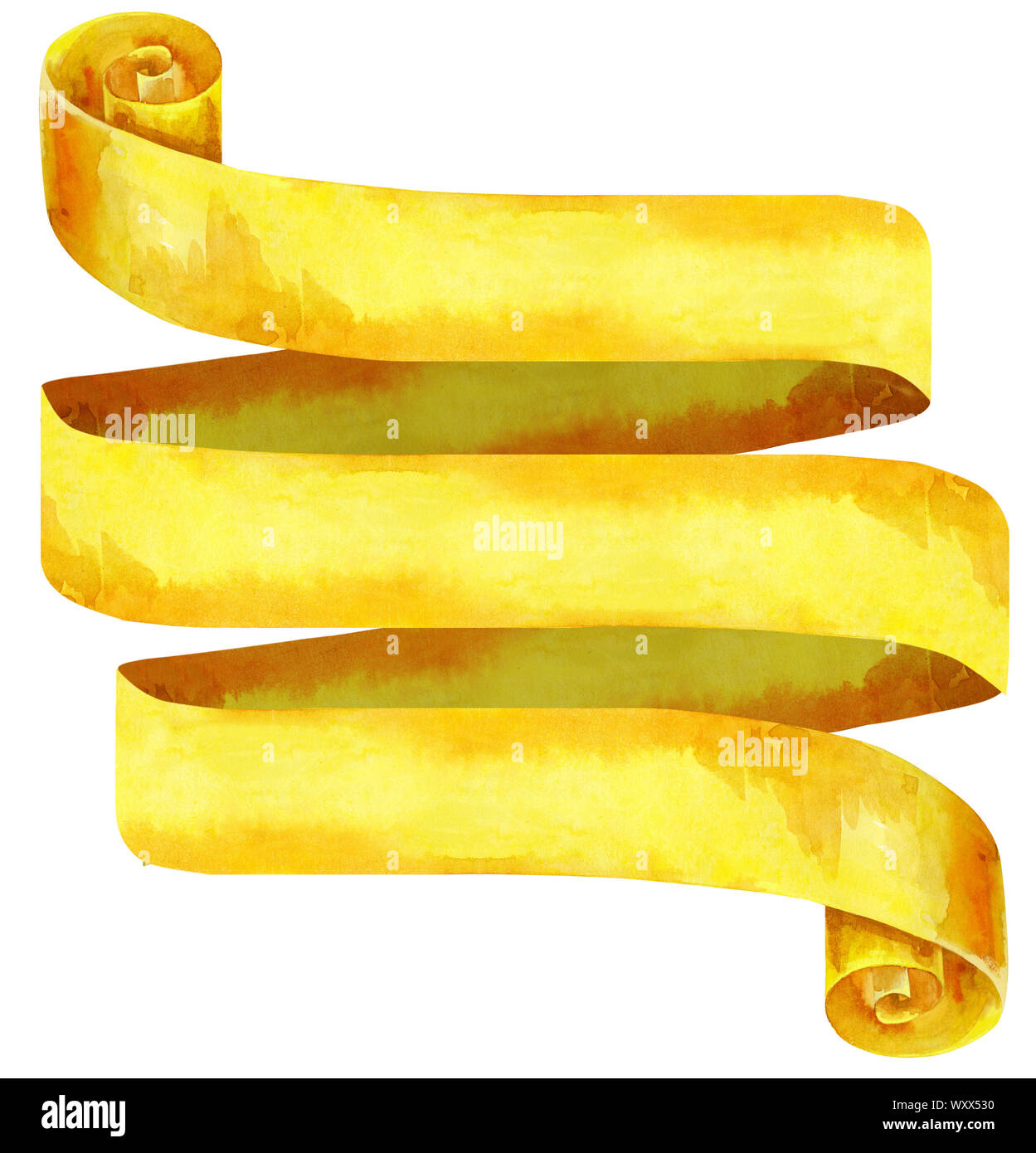Watercolor yellow banner. Hand painted banners isolated on white ...
