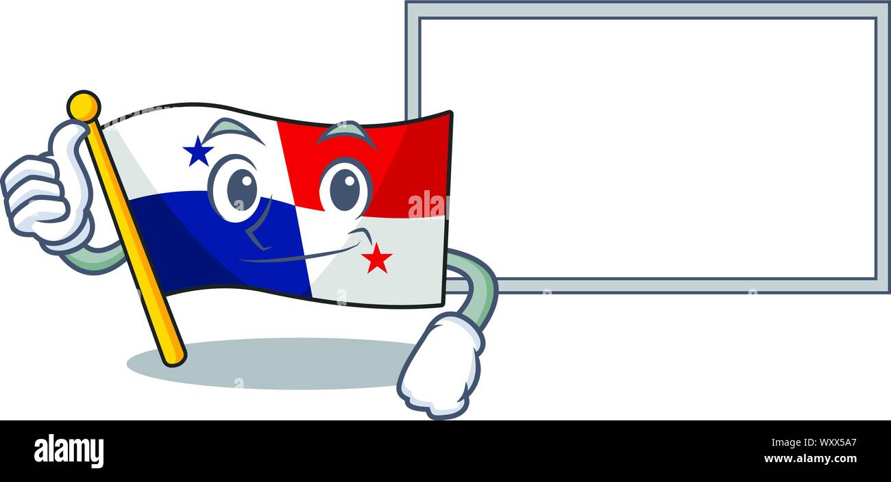 Thumbs up with board panama flag hoisted on mascot pole Stock Vector ...