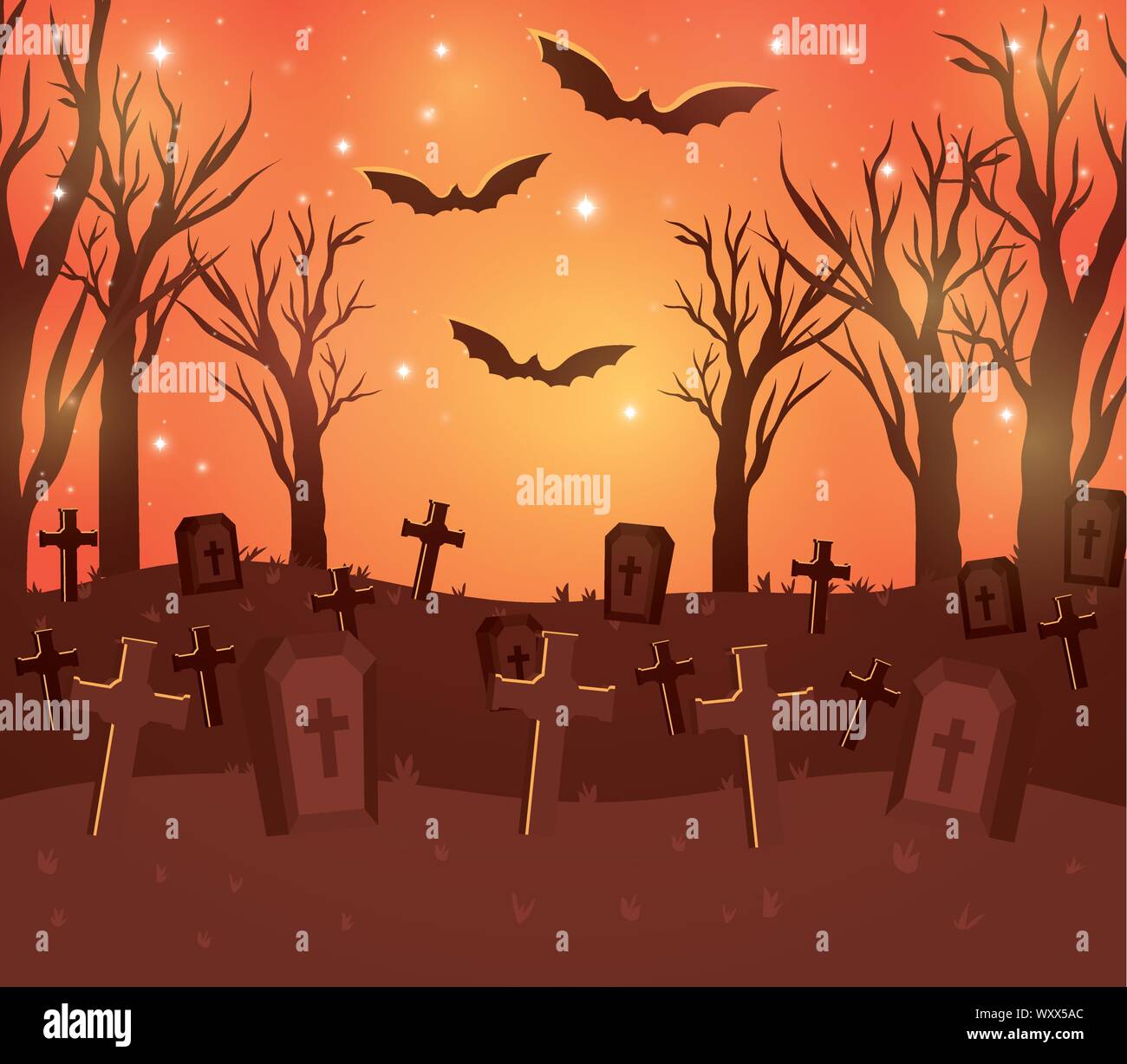 dark cemetery night scene icon Stock Vector Image & Art - Alamy