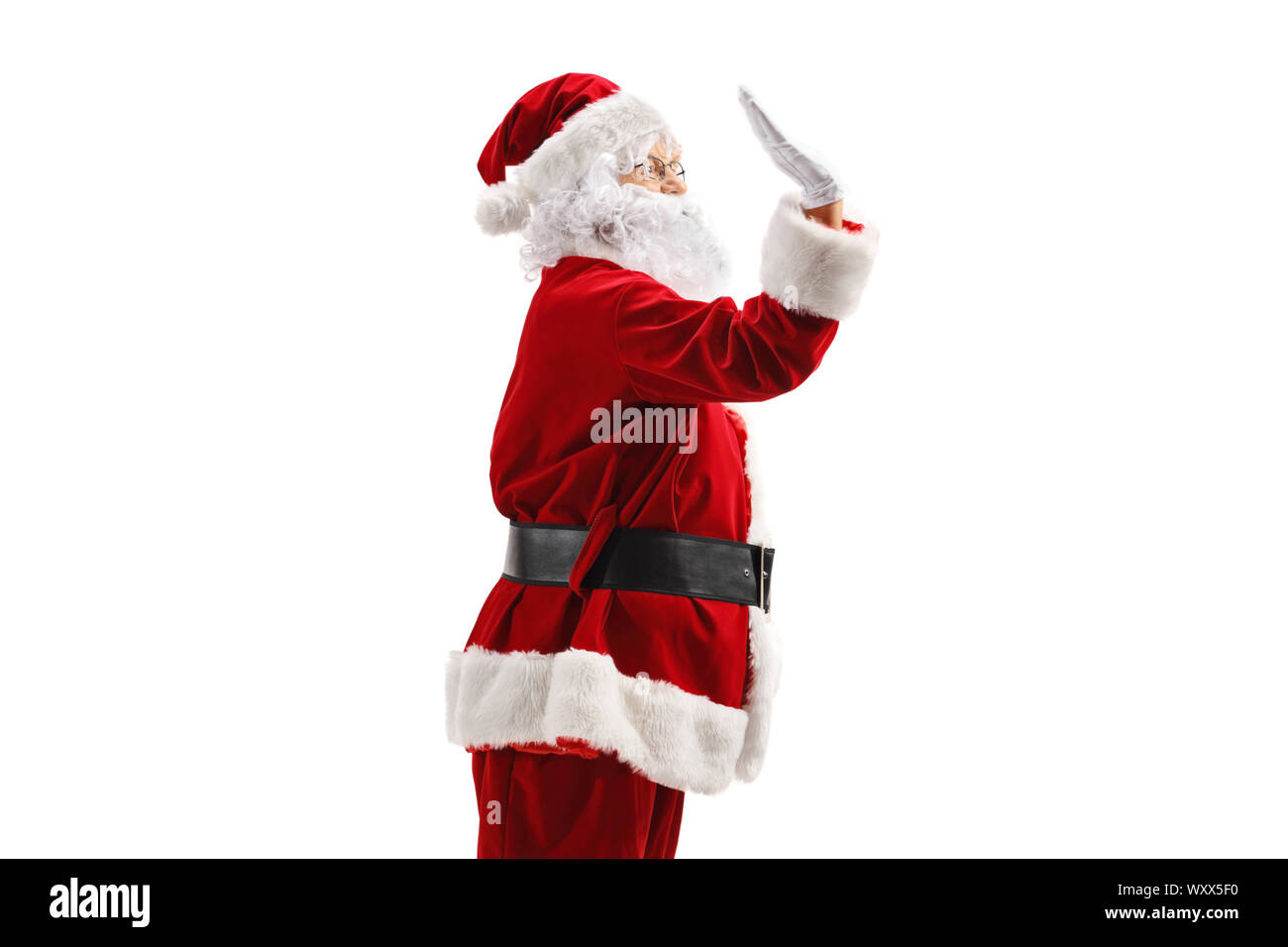 Santa Claus making high-five gesture isolated on white background Stock ...