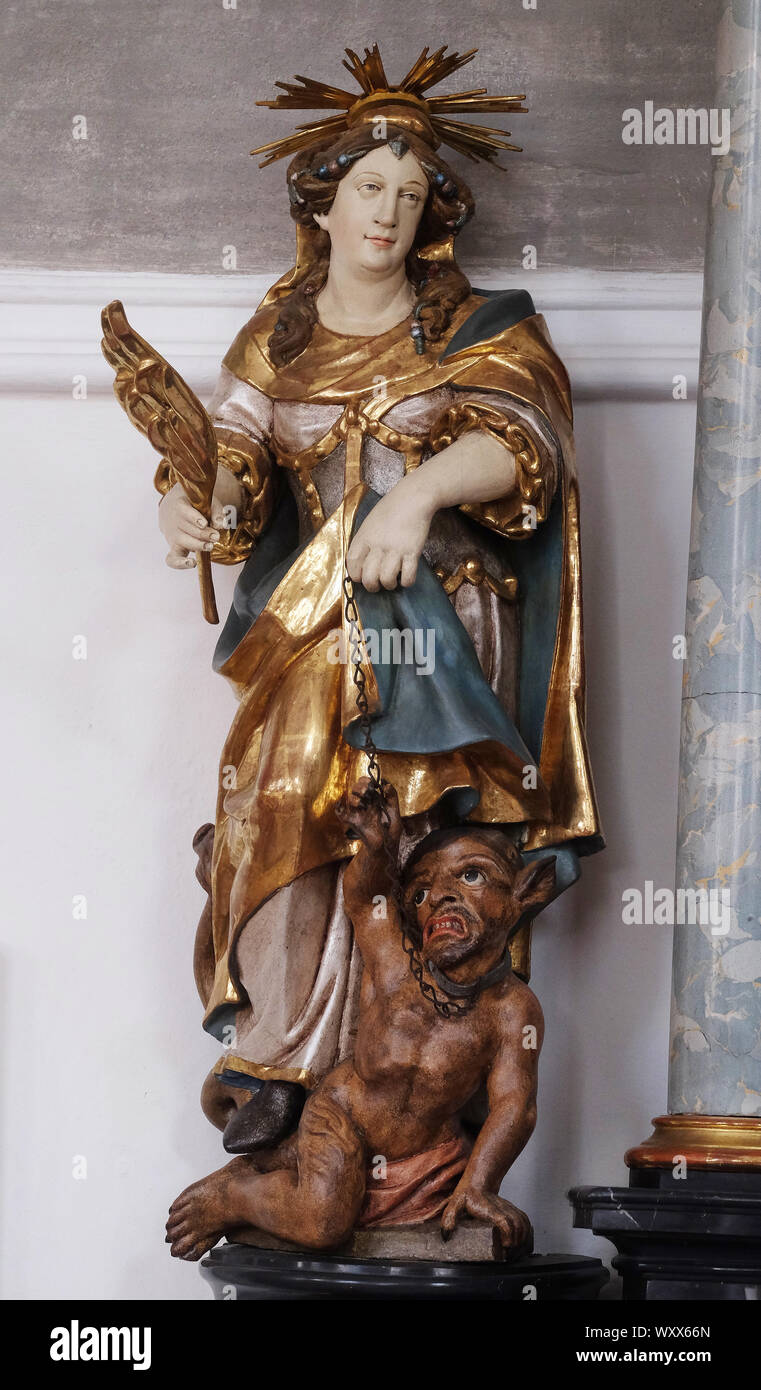Saint Juliana, altar statue in the church of St. Agatha in ...