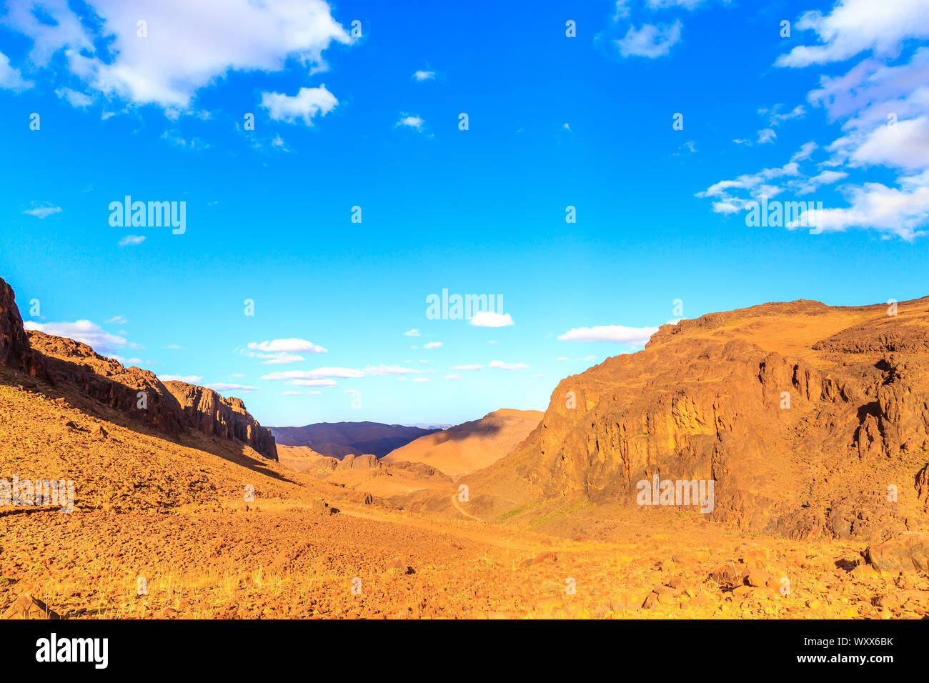 Beautiful Moroccan Mountain landscape in desert with blue sky Stock ...