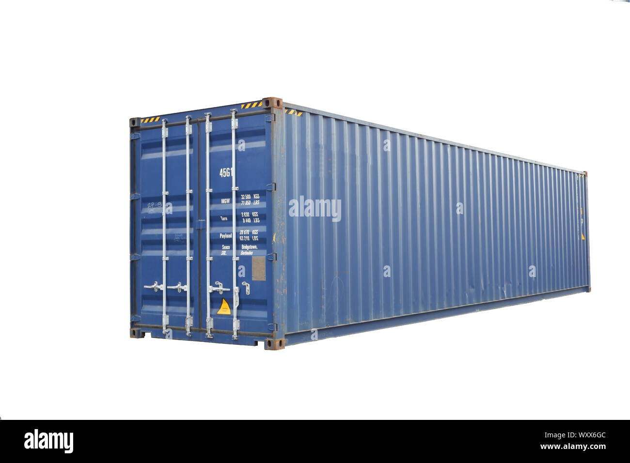 Blue container, white background for ease of use Stock Photo - Alamy