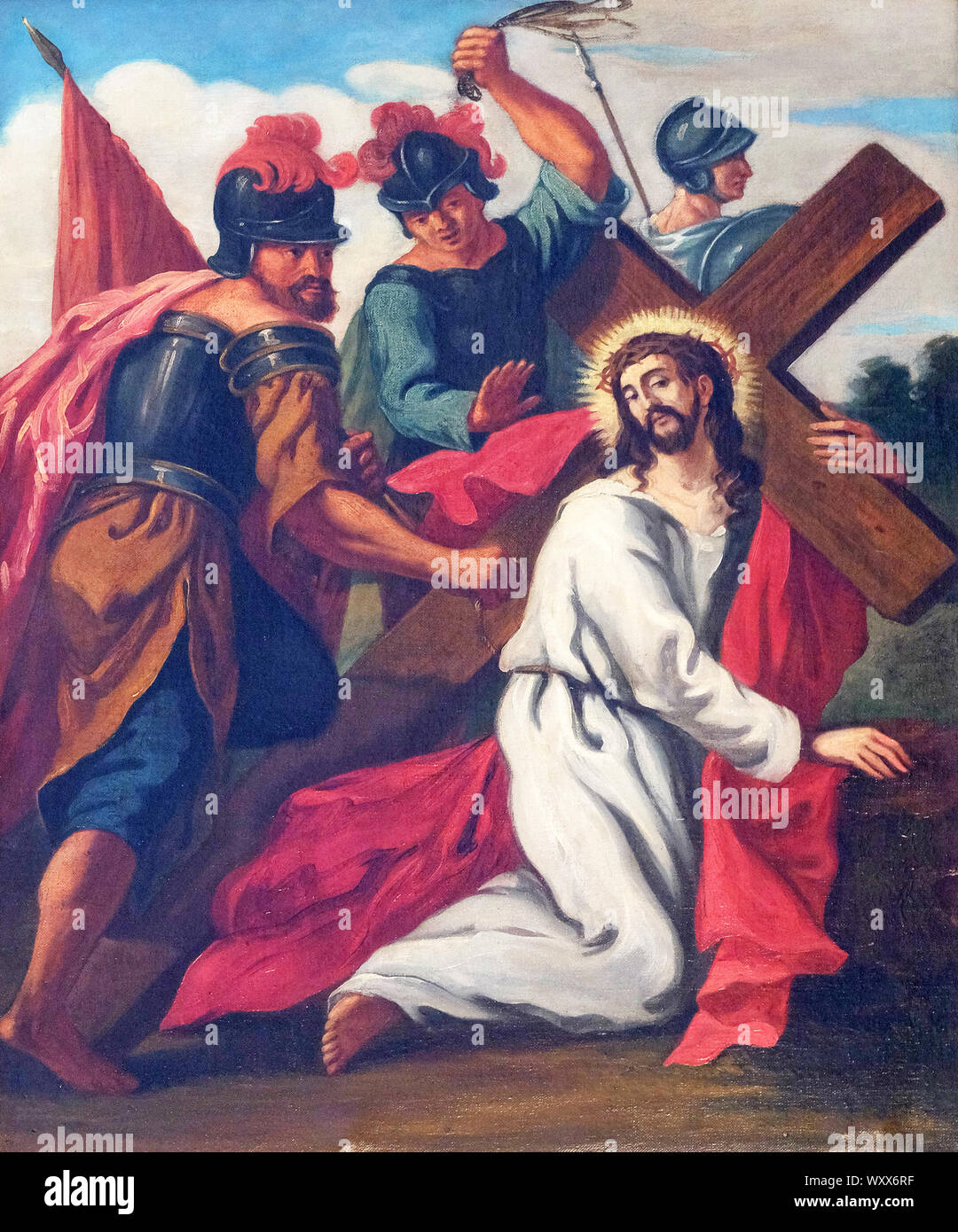 3rd Stations of the Cross, Jesus falls the first time, church of St ...