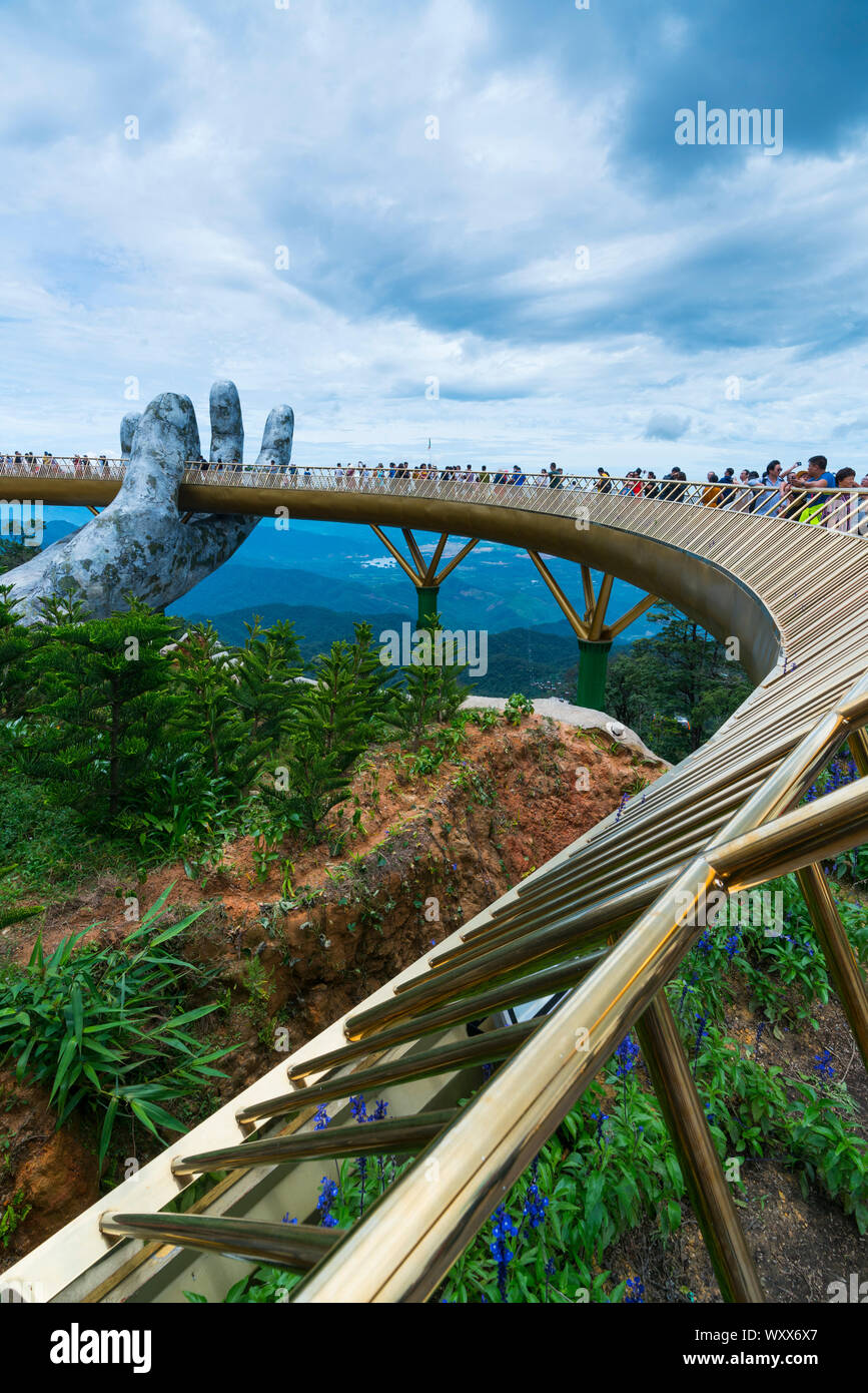 Golden Bridge, Sun World Ba Na Hills, Danang, Vietnam, Asia Stock Photo ...