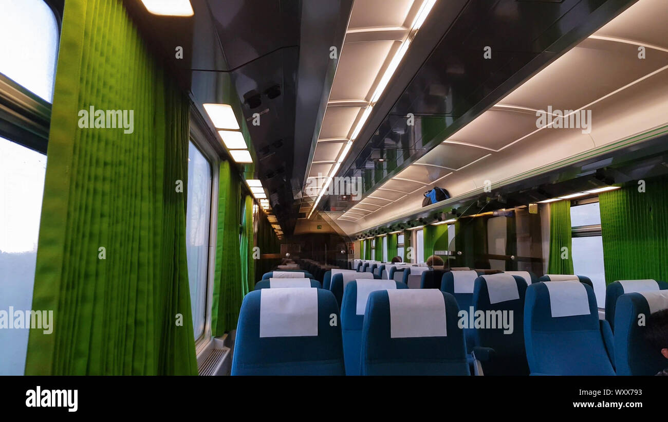 Travelling by train. Train Interior View Stock Photo - Alamy
