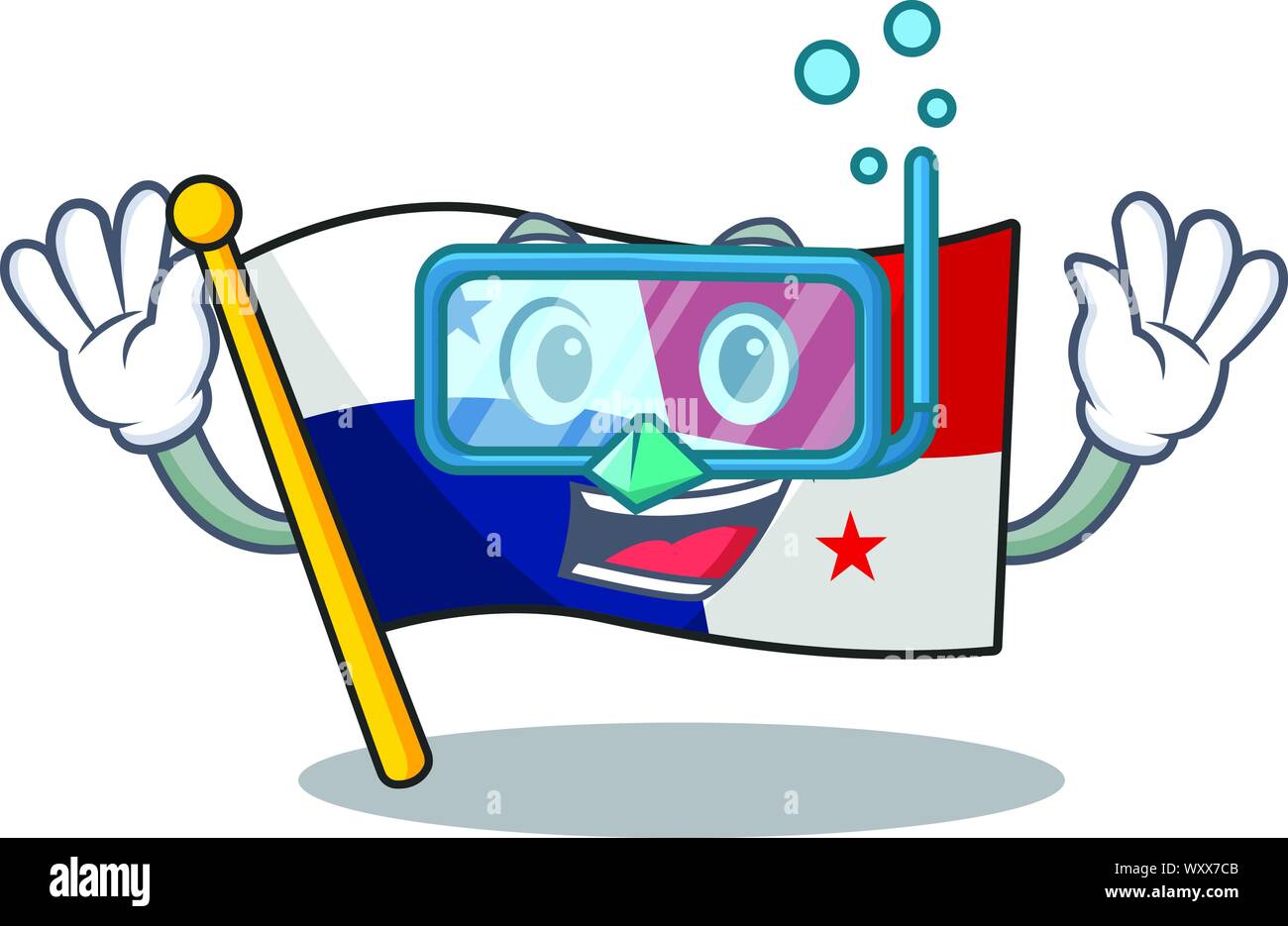Diving flag panama character shaped with cartoon Stock Vector Image ...