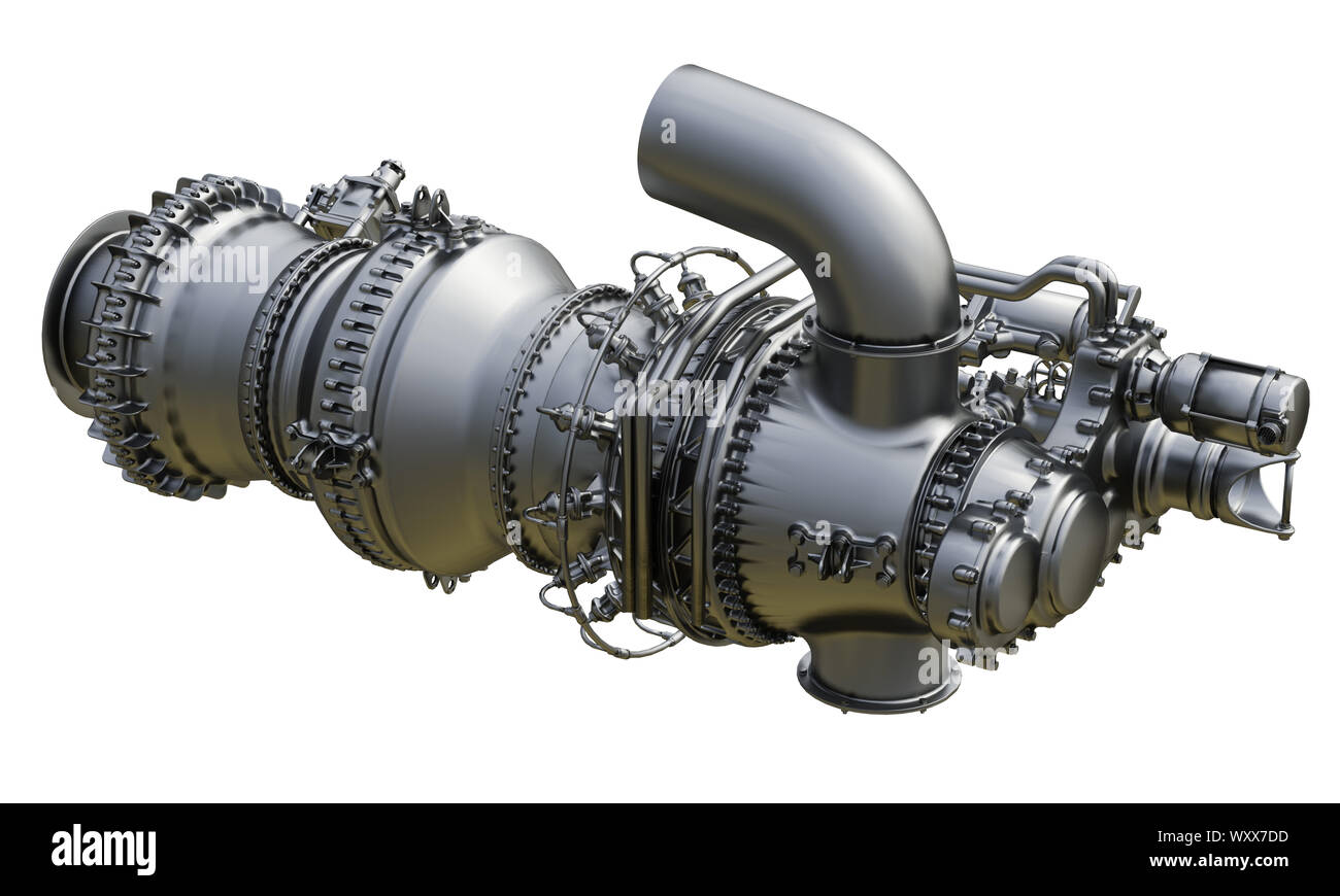Gas turbine engine of power plant. 3d rendering Stock Photo - Alamy