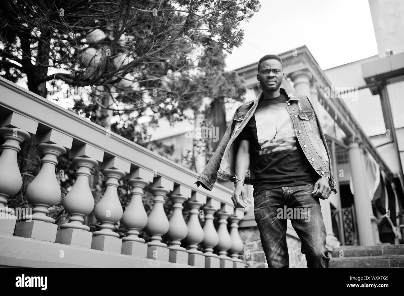 Young attractive serious african american man model. Modern handsome ...