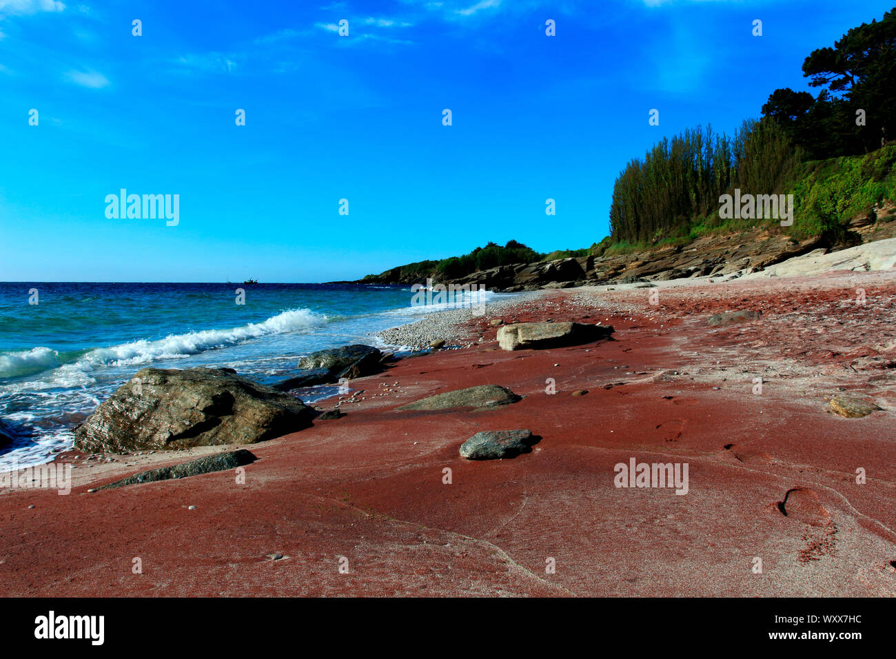 Red sand beach, Ile de Groix, Morbihan, Brittany, France Stock Photo ...