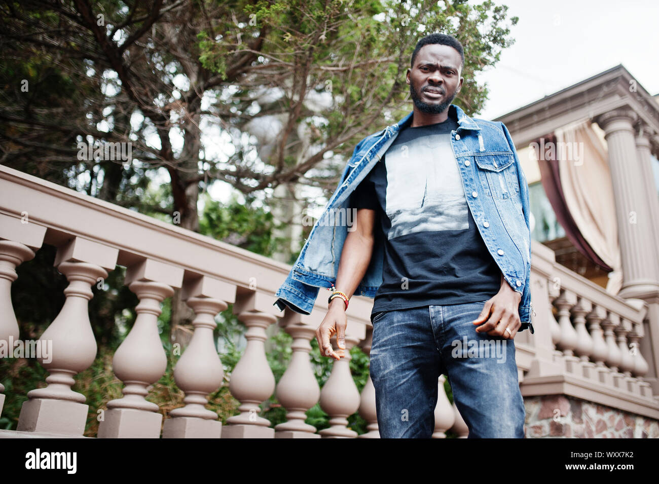 Young attractive serious african american man model. Modern handsome ...