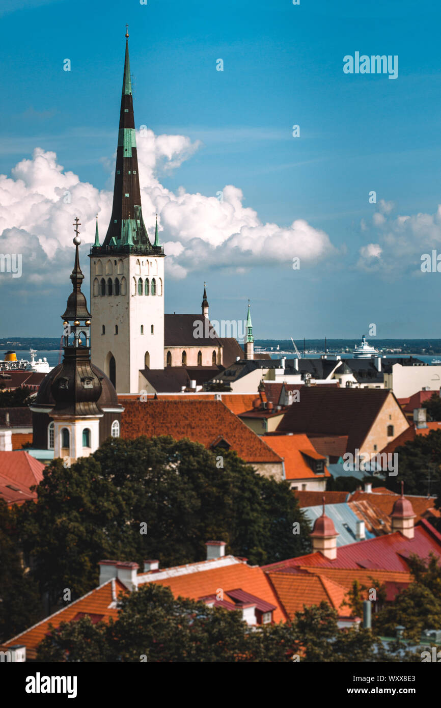 Tallinn Old Town on Toompea Hill, Estonia, panoramic view with ...
