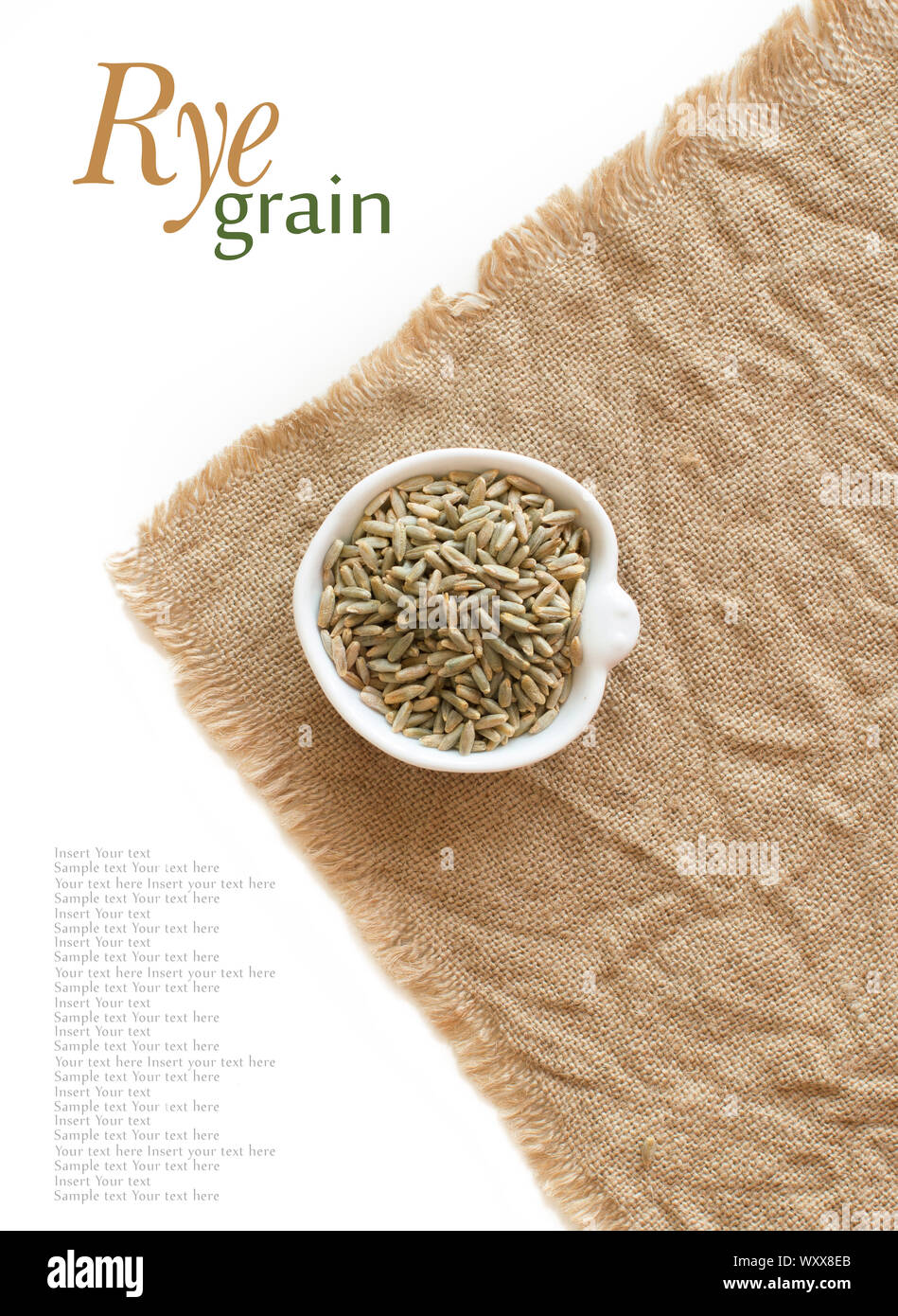 Dry Raw Rye Grain in a bowl top view isolated on white Stock Photo - Alamy