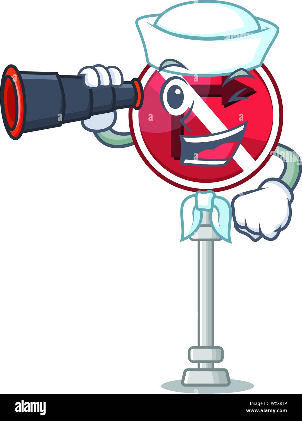 Sailor with binocular no right turn with the cartoon Stock Vector Image ...