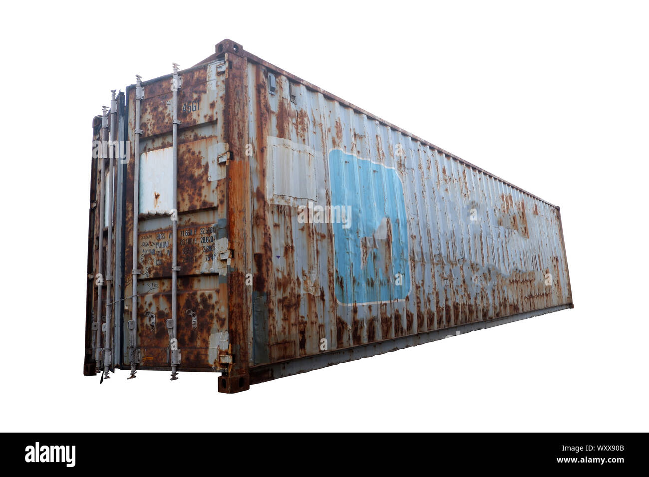 Old rusty red container For delivery Cut white background For ease of ...