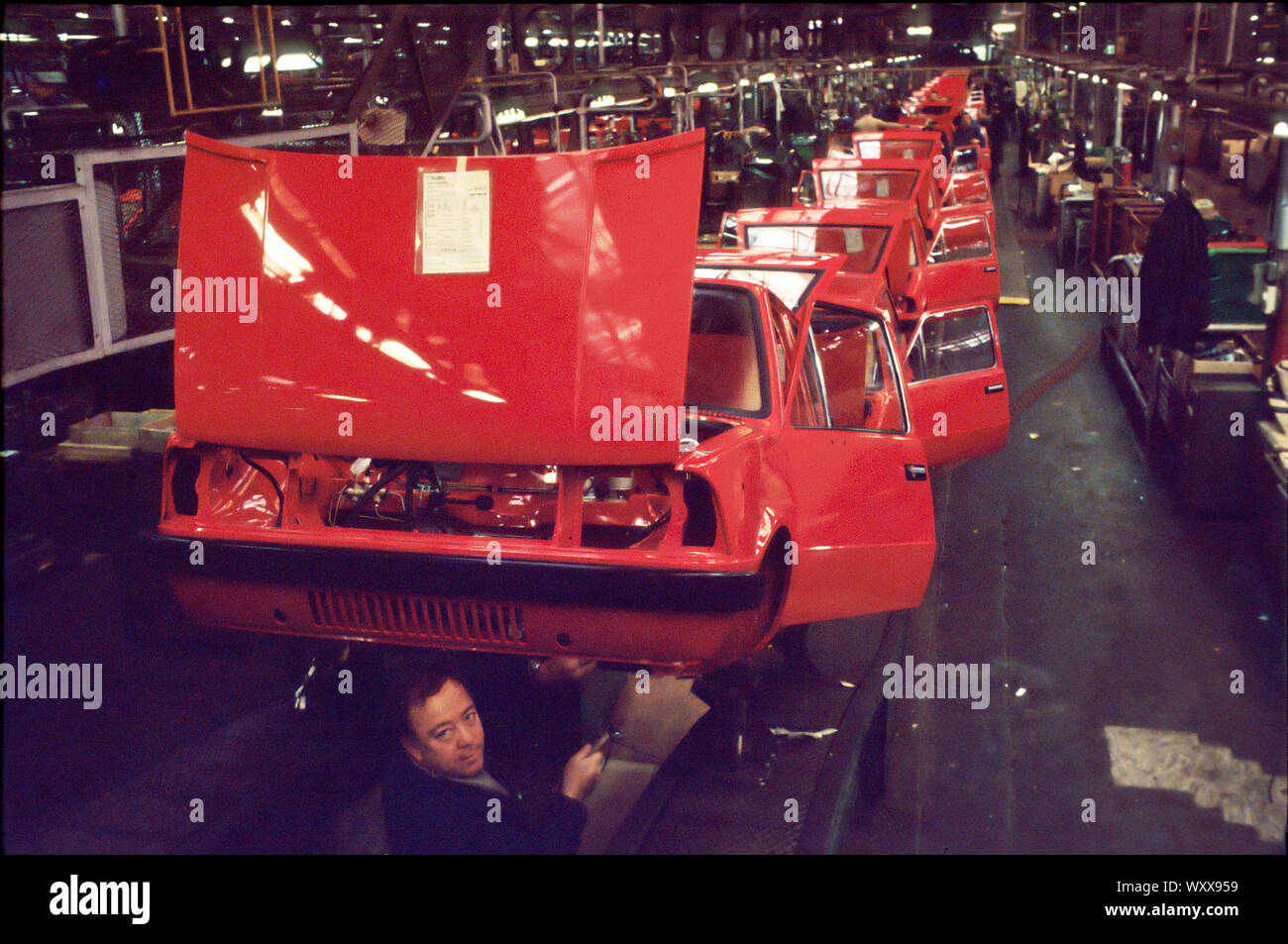 assembly lines in the car factory Innocenti Leyland at Milan Lambrate ...