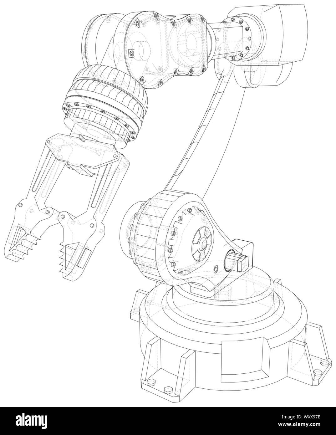 Robot hand wire-frame. Vector illustration. Tracing illustration of 3d ...