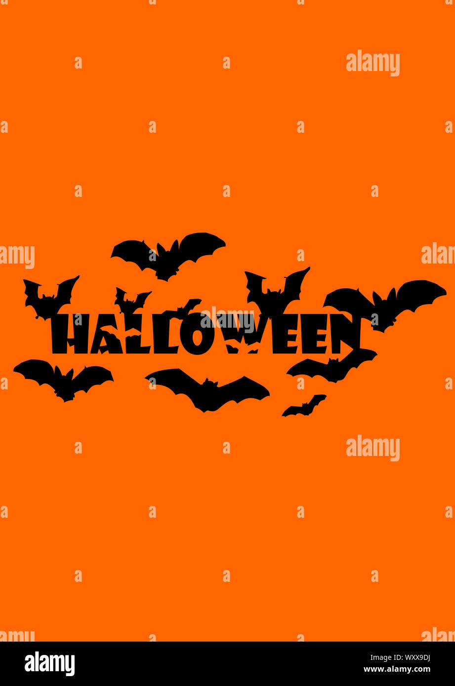 Halloween vector text with bats Stock Photo - Alamy