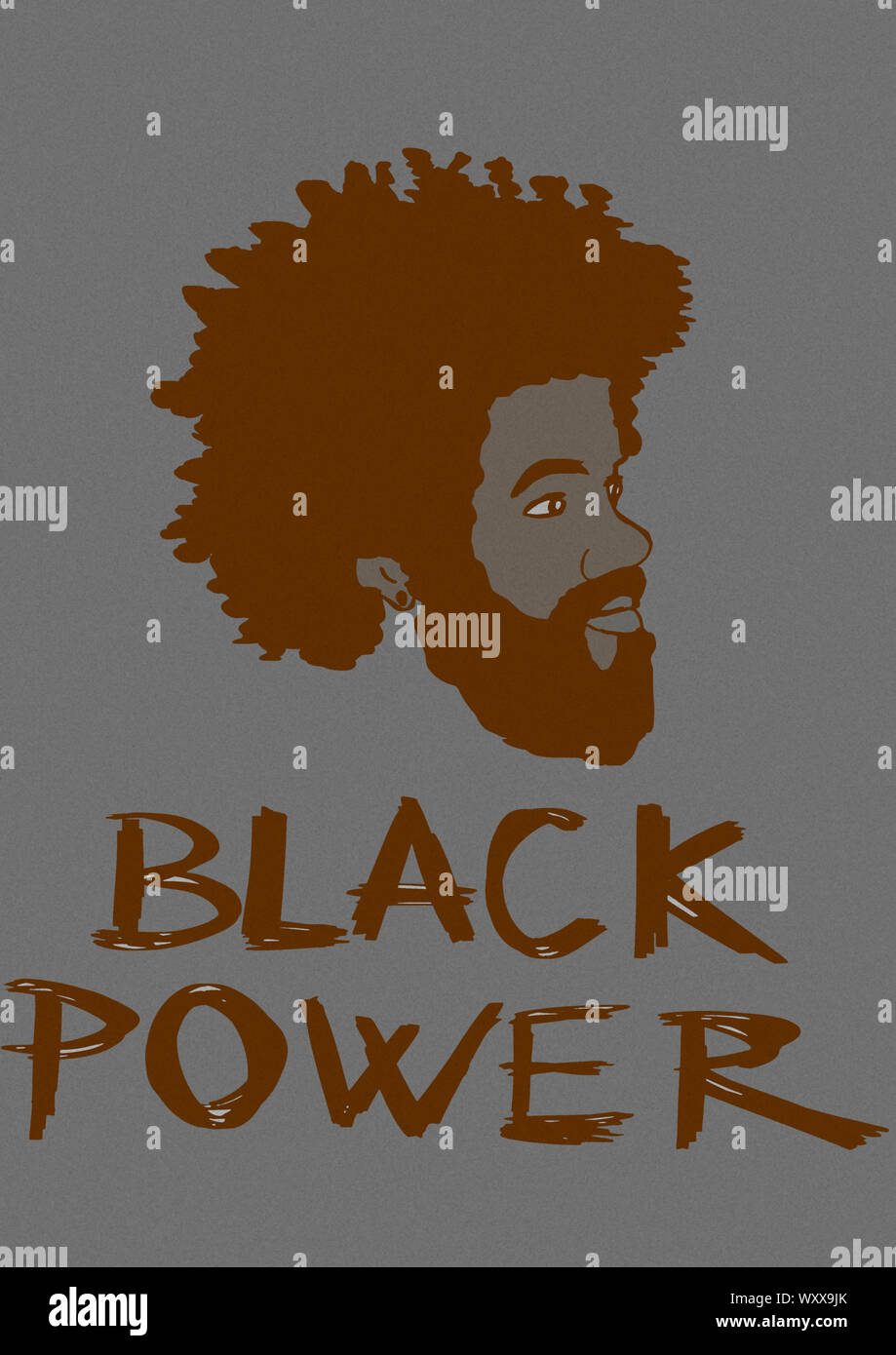 Vintage head of black power Stock Photo - Alamy