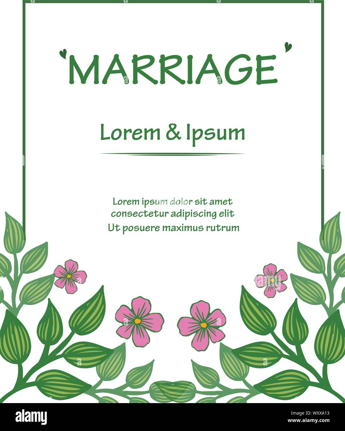 Design banner marriage with modern colorful flower frame, isolated on ...