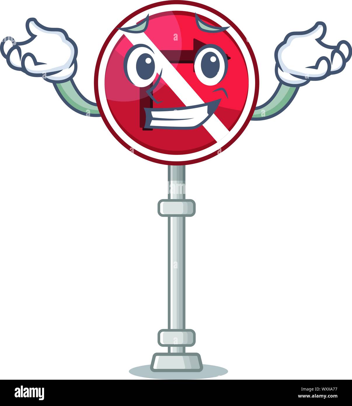 Grinning no right turn with cartoon shape Stock Vector Image & Art - Alamy