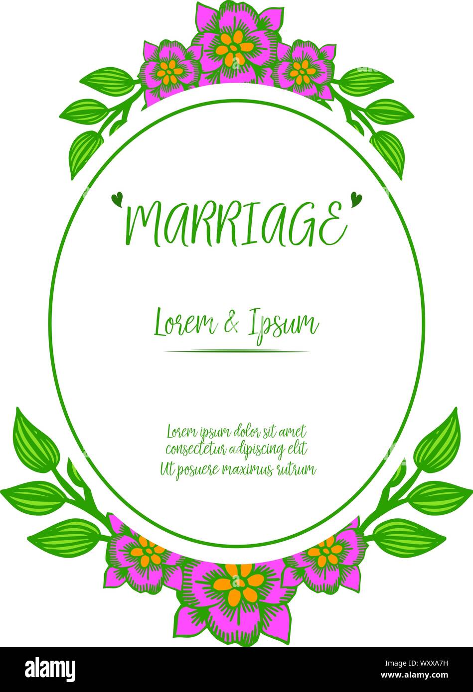 Wallpaper card marriage romantic, border of green leaf flower frame ...