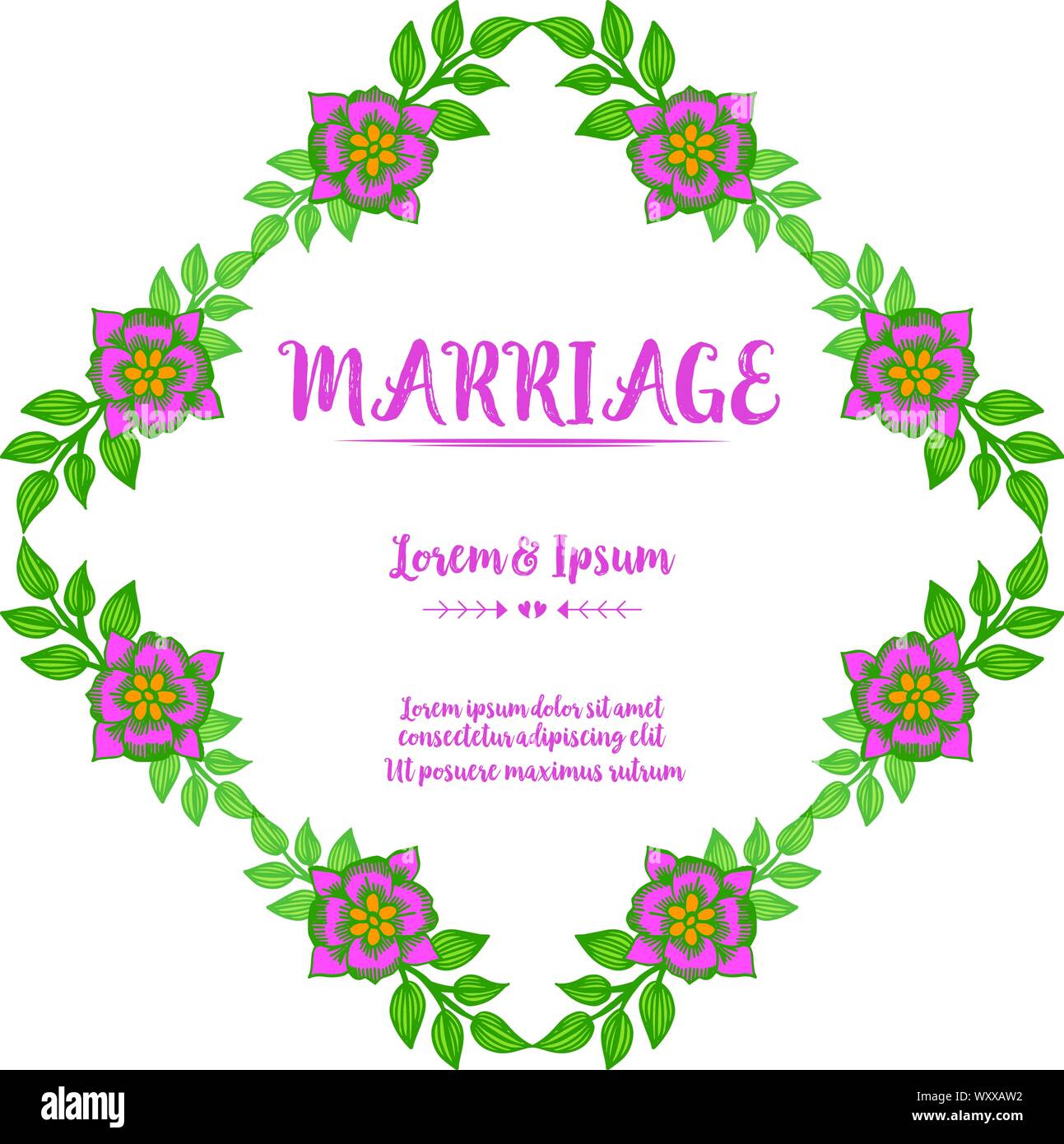 Backgroun marriage with wallpaper of colorful floral frame. Vector ...