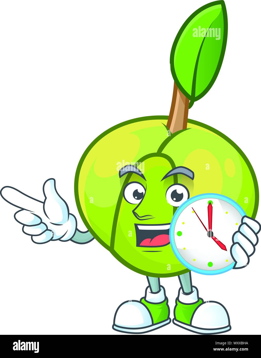 With clock sweet elephant apple cartoon with mascot Stock Vector Image ...