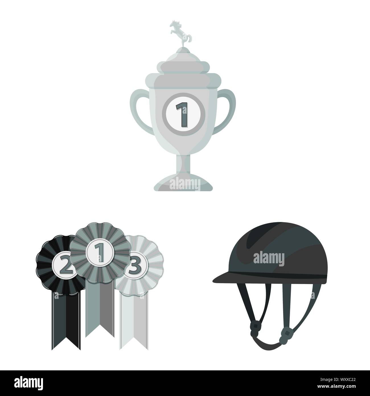 Vector design of race and horse symbol. Set of race and racing stock ...