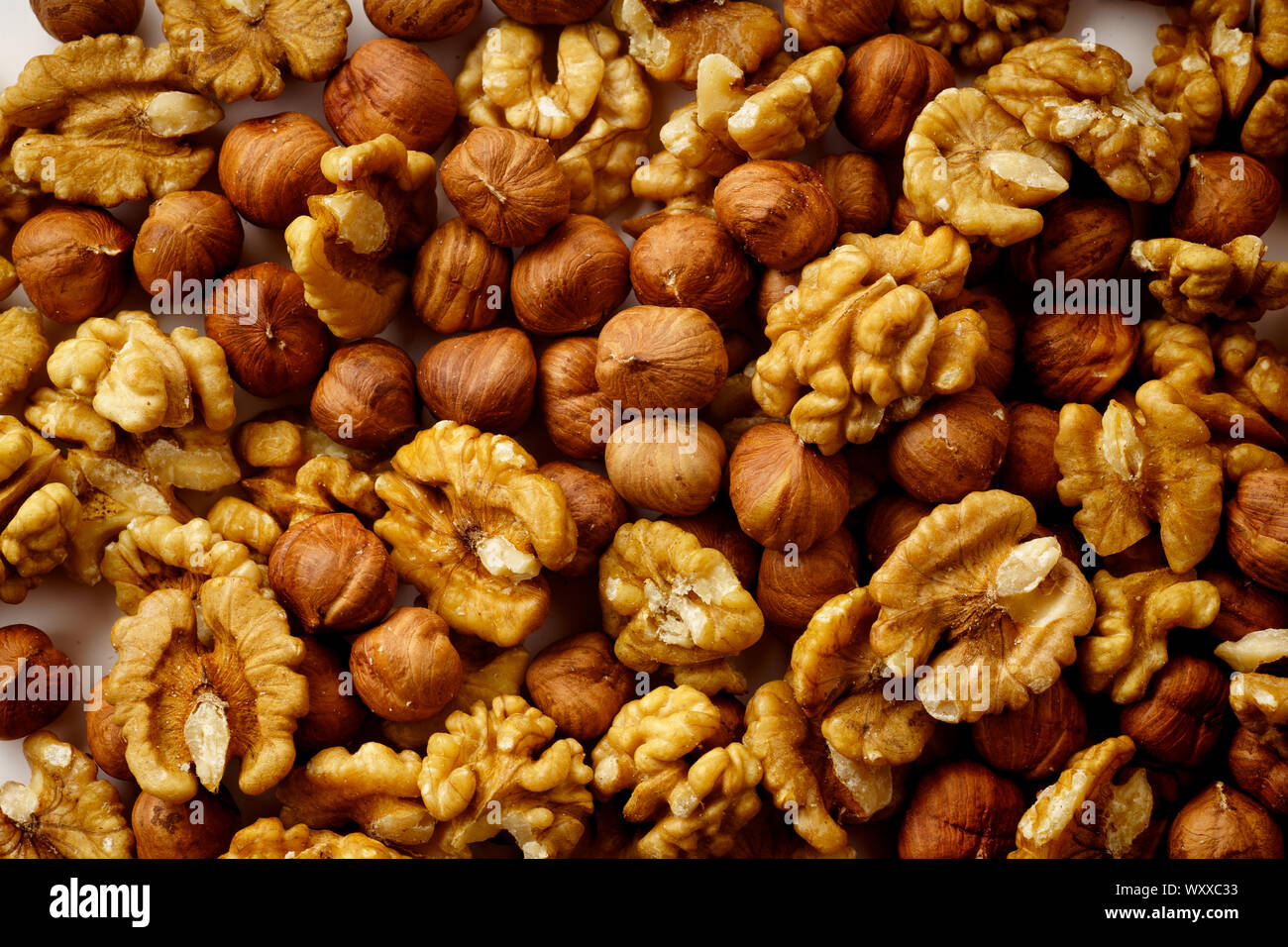 Overhead image of a group of various nuts Stock Photo - Alamy