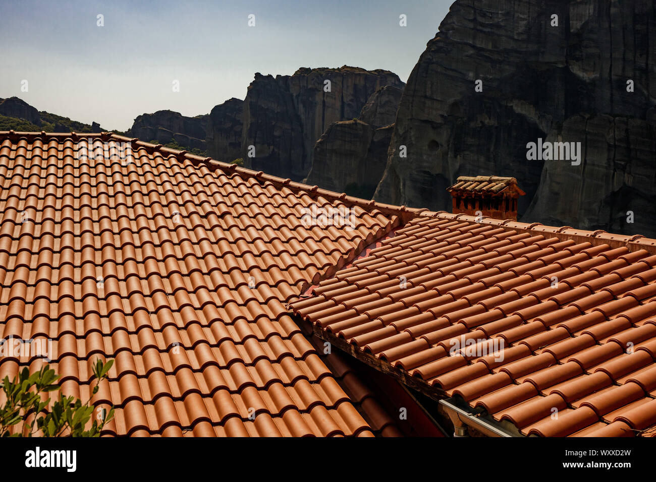 Detail red tile roof spanish hi-res stock photography and images - Alamy